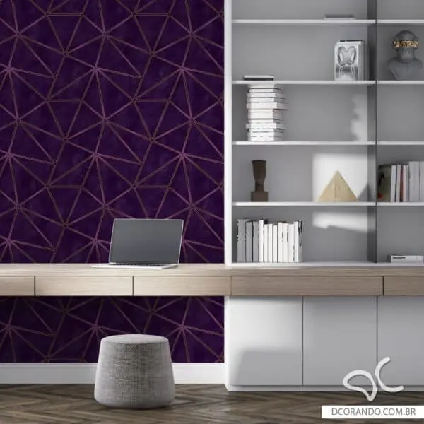 Papel de Parede Zara Roxo com Fio Dourado